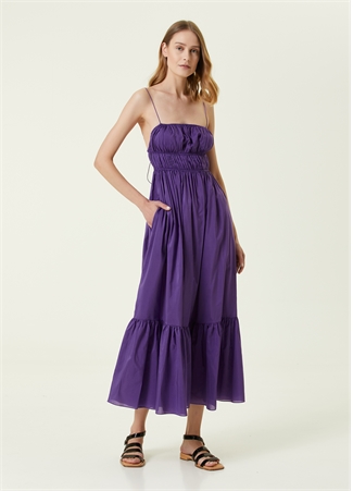 Matteau Swim Kadın Mor İnce Askılı Büzgülü Midi Elbise Us Matteau Swim Kadın Mor İnce Askılı Büzgülü Midi Elbise Us