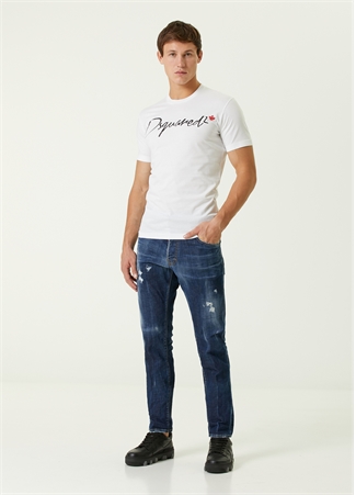 Dsquared2 Erkek Lacivert Yıpratma Detaylı Jean Pantolon 46 IT Dsquared2 Erkek Lacivert Yıpratma Detaylı Jean Pantolon 46 IT