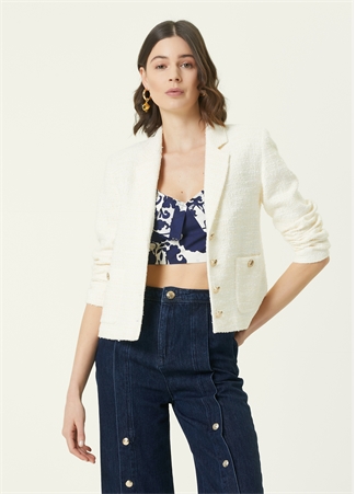 Beymen Collection Kadın Kırık Beyaz Kısa Tweed Ceket 34 Eu Beymen Collection Kadın Kırık Beyaz Kısa Tweed Ceket 34 Eu