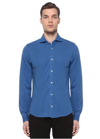 Fedeli Erkek Mavi İngiliz Yaka Gömlek Lacivert 52 IT