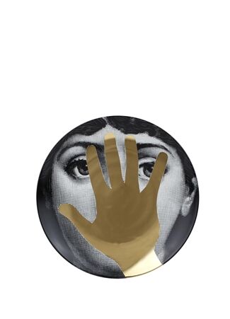 Fornasetti No 16 Yüz Desenli Porselen Dekoratif Tabak Beyaz