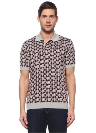 Palzileri Lab Erkek Gri Bordo Polo Yaka Jakarlı T-shirt 50 IT