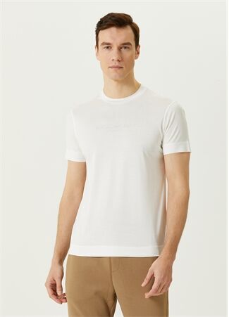 Emporio Armani Erkek Beyaz Logo Detaylı T-shirt L EU