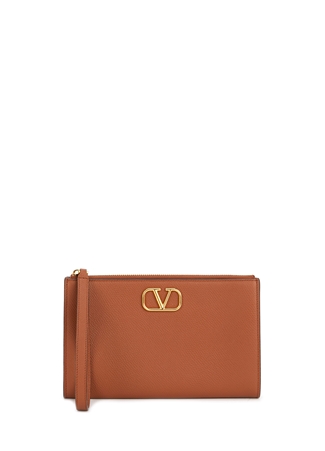 Valentino Garavani Kadın Taba Logo Detaylı Deri El Portföyü Turuncu EU Valentino Garavani Kadın Taba Logo Detaylı Deri El Portföyü Turuncu EU