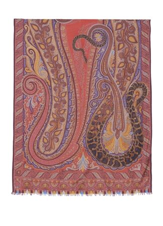 Etro Erkek Kırmızı Şal Desenli Atkı EU