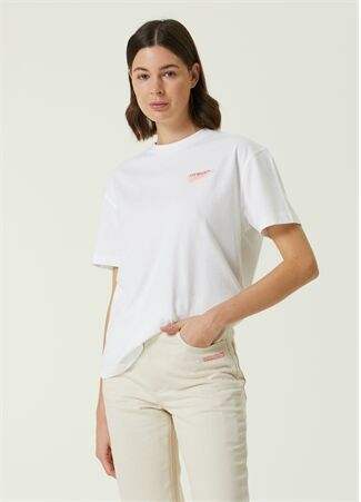Off-White Kadın Beyaz Logo Detaylı T-shirt S EU