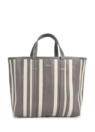 Balenciaga Kadın Gri Çizgili Deri Omuz Çantası EU