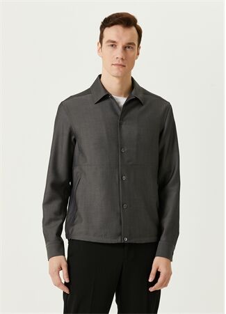 Zegna Erkek Koyu Gri Yün Gömlek L IT