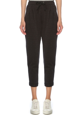 Beymen Club Kadın Siyah Beli Bağcıklı Simli Crop Eşofman Altı S