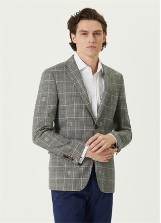 Etro Erkek Gri Ekoseli Logolu Ceket 48 It Etro Erkek Gri Ekoseli Logolu Ceket 48 It
