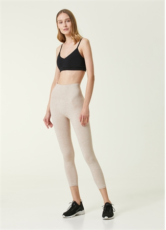 Jerf Kadın Palmi Açık Kahve Yüksek Bel Tayt Kahverengi S EU