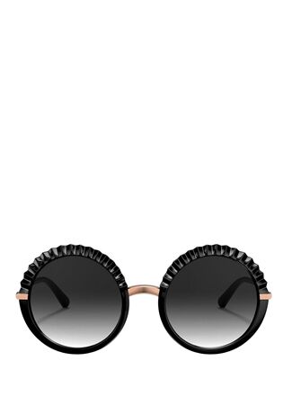 Dolce&Gabbana Kadın Siyah Yuvarlak Formlu Güneş Gözlüğü 52 EU
