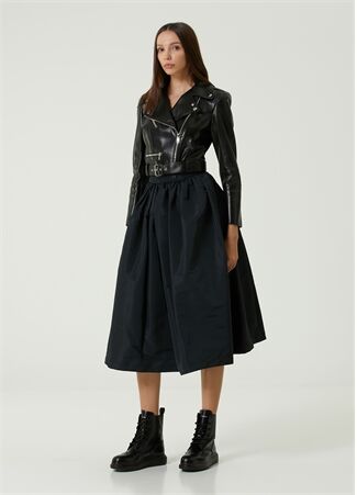 Alexander McQueen Kadın Siyah Kemer Detaylı Deri Ceket 40 IT