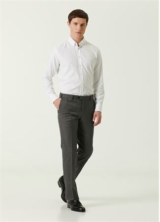 Pal Zileri Erkek Antrasit Çizgi Desenli Yün Pantolon Gri 46 IT