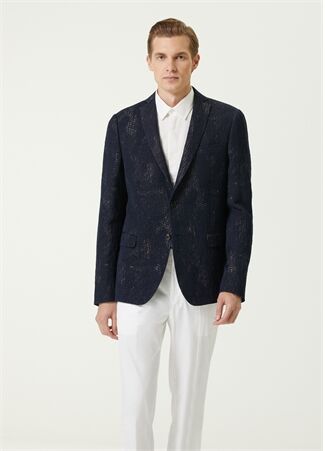 Pal Zileri Erkek Lacivert Kelebek Yaka Desenli Ceket 52 IT