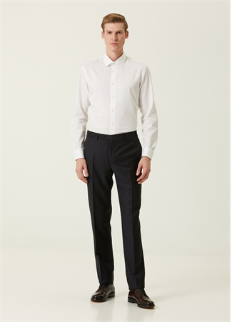 Canali Erkek Lacivert Boru Paça Yün Pantolon 50 IT Canali Erkek Lacivert Boru Paça Yün Pantolon 50 IT
