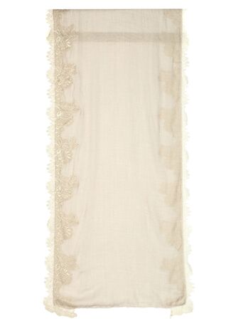 Beymen Collection Kadın Bej Dantel Detaylı Şal Kahverengi EU