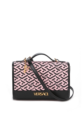Versace Kadın Pembe Siyah Geometrik Logolu Omuz Çantası EU Versace Kadın Pembe Siyah Geometrik Logolu Omuz Çantası EU