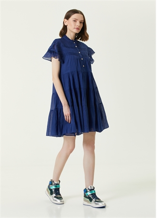 Etoile Isabel Marant Kadın Lanikaye Lacivert Fırfırlı Mini Elbise 36 FR Etoile Isabel Marant Kadın Lanikaye Lacivert Fırfırlı Mini Elbise 36 FR