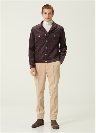Brunello Cucinelli Erkek Bej Beli Kordonlu Pilili Kadife Pantolon 52 IT Brunello Cucinelli Erkek Bej Beli Kordonlu Pilili Kadife Pantolon 52 IT