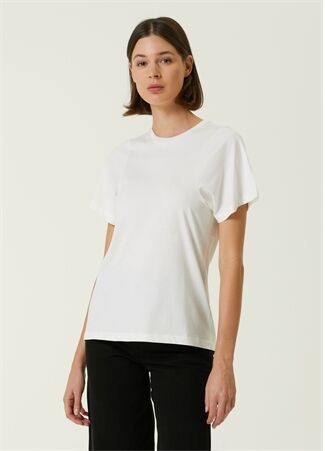 Toteme Kadın Beyaz Bisiklet Yaka Organik Pamuk T-shirt Bej S EU