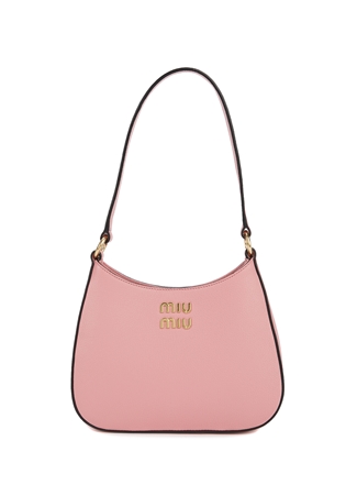Miu Kadın Madras Pembe Logo Detaylı Deri El Çantası EU Miu Kadın Madras Pembe Logo Detaylı Deri El Çantası EU