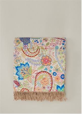 Etro Home Sarı Etnik Desenli Püsküllü Yün Throw Bej Etro Home Sarı Etnik Desenli Püsküllü Yün Throw Bej