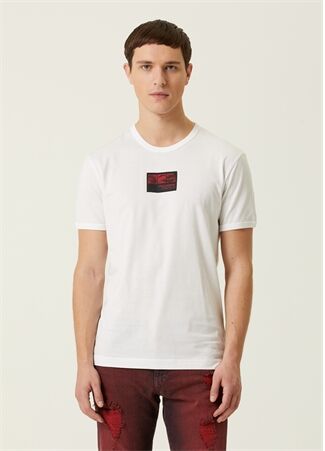 Dolce&Gabbana Erkek Beyaz Logo Patch Detaylı T-shirt 44 IT