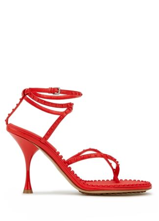 Bottega Veneta Kadın Dot Kırmızı Deri Sandalet 36 EU