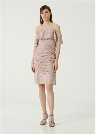 Maison Kairos Kadın Altın Rengi Düşük Omuzlu Drapeli Mini Abiye Elbise Pembe 42 EU Maison Kairos Kadın Altın Rengi Düşük Omuzlu Drapeli Mini Abiye Elbise Pembe 42 EU