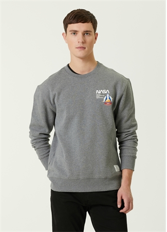 Alpha Industries Erkek Gri Figür Baskılı Sweatshirt XS EU Alpha Industries Erkek Gri Figür Baskılı Sweatshirt XS EU