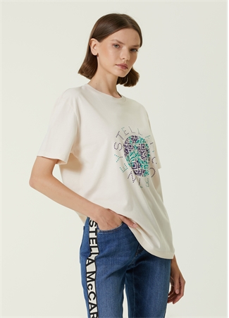 Stella McCartney Kadın Beyaz Logolu T-shirt 38 IT Stella McCartney Kadın Beyaz Logolu T-shirt 38 IT