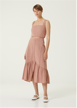 Beymen Club Kadın Kiremit Pötikareli Fırfırlı Midi Etek Kırmızı 34 Beymen Club Kadın Kiremit Pötikareli Fırfırlı Midi Etek Kırmızı 34