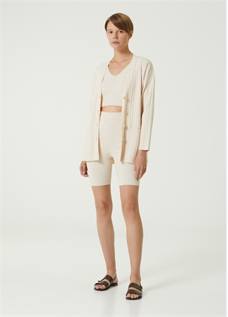 Beymen Club Kadın Ekru Ribli Biker Triko Tayt Bej S Beymen Club Kadın Ekru Ribli Biker Triko Tayt Bej S