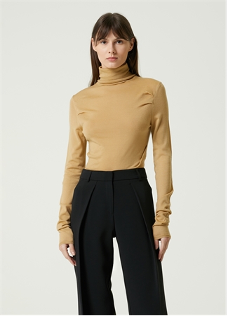 Petar Petrov Kadın Gold Balıkçı Yaka Merino Kazak Bej 36 FR