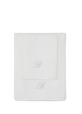 Blumarine Home Beyaz Logolu Çizgi Dokulu 2li Havlu Seti Blumarine Home Beyaz Logolu Çizgi Dokulu 2li Havlu Seti