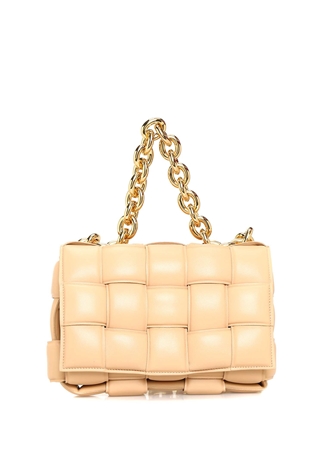 Bottega Veneta Kadın Nude Örgü Dokulu Deri Omuz Çantası Pembe EU