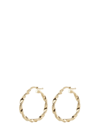 Collection Kadın Medium Burgu Dokulu Halka Formlu Altın Rengi Küpe EU Collection Kadın Medium Burgu Dokulu Halka Formlu Altın Rengi Küpe EU