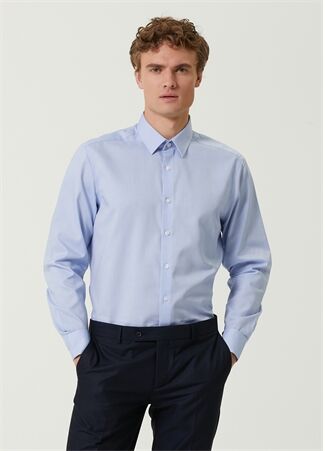 Beymen Club Erkek Klasik Slim Fit Oxford Non-iron Mavi Gömlek S