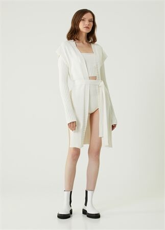 Academia Kadın Ekru Yüksek Bel Triko Şort Bej XS