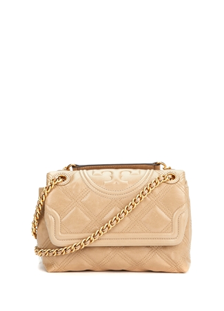 Tory Burch Kadın Bej Kapitoneli Logolu Deri Omuz Çantası EU Tory Burch Kadın Bej Kapitoneli Logolu Deri Omuz Çantası EU