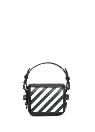 Off-White Kadın Siyah Verev Çizgili Deri Bel Çantası EU