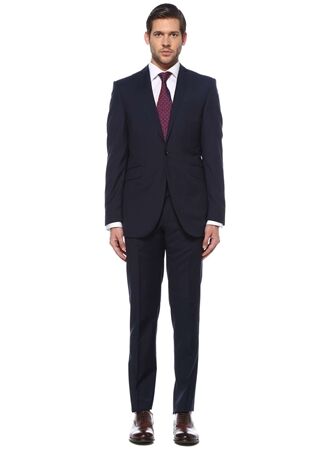 Boateng Erkek Lacivert Kelebek Yaka Yün Takım Elbise Mavi 46 IT