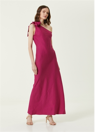 Cult Gaia Kadın Pembe Tek Omuzlu Maksi Keten Abiye Elbise Xs Eu