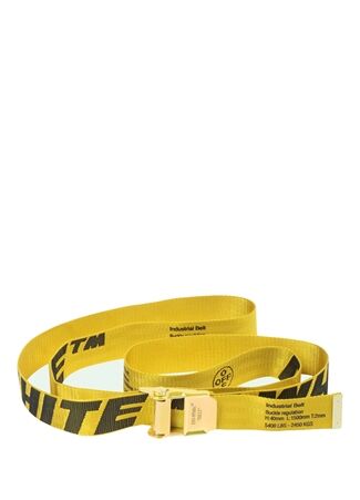 Off-White Erkek Sarı Siyah Logo Jakarlı Kemer EU