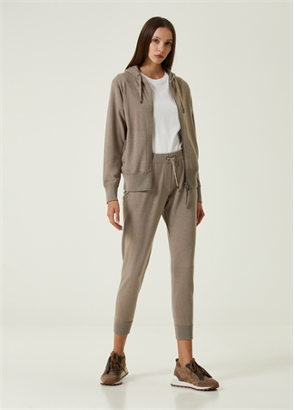 Brunello Cucinelli Kadın Vizon Kapüşonlu Kaşmir Sweatshirt Bej L EU