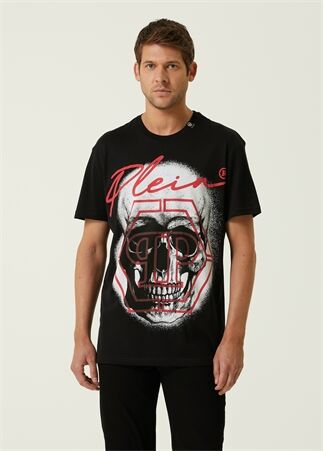Philipp Plein Erkek Siyah Logo Baskılı T-shirt XL EU