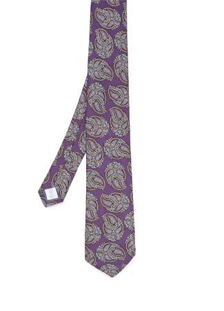 Eton Erkek Mor Şal Desenli İpek Kravat EU