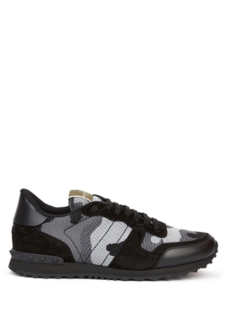 Valentino Garavani Erkek Siyah Gri Kamuflaj Desenli Deri Sneaker 39 EU Valentino Garavani Erkek Siyah Gri Kamuflaj Desenli Deri Sneaker 39 EU