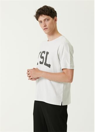 Erkek Beyaz Logo Detaylı T-shirt Bej S EU